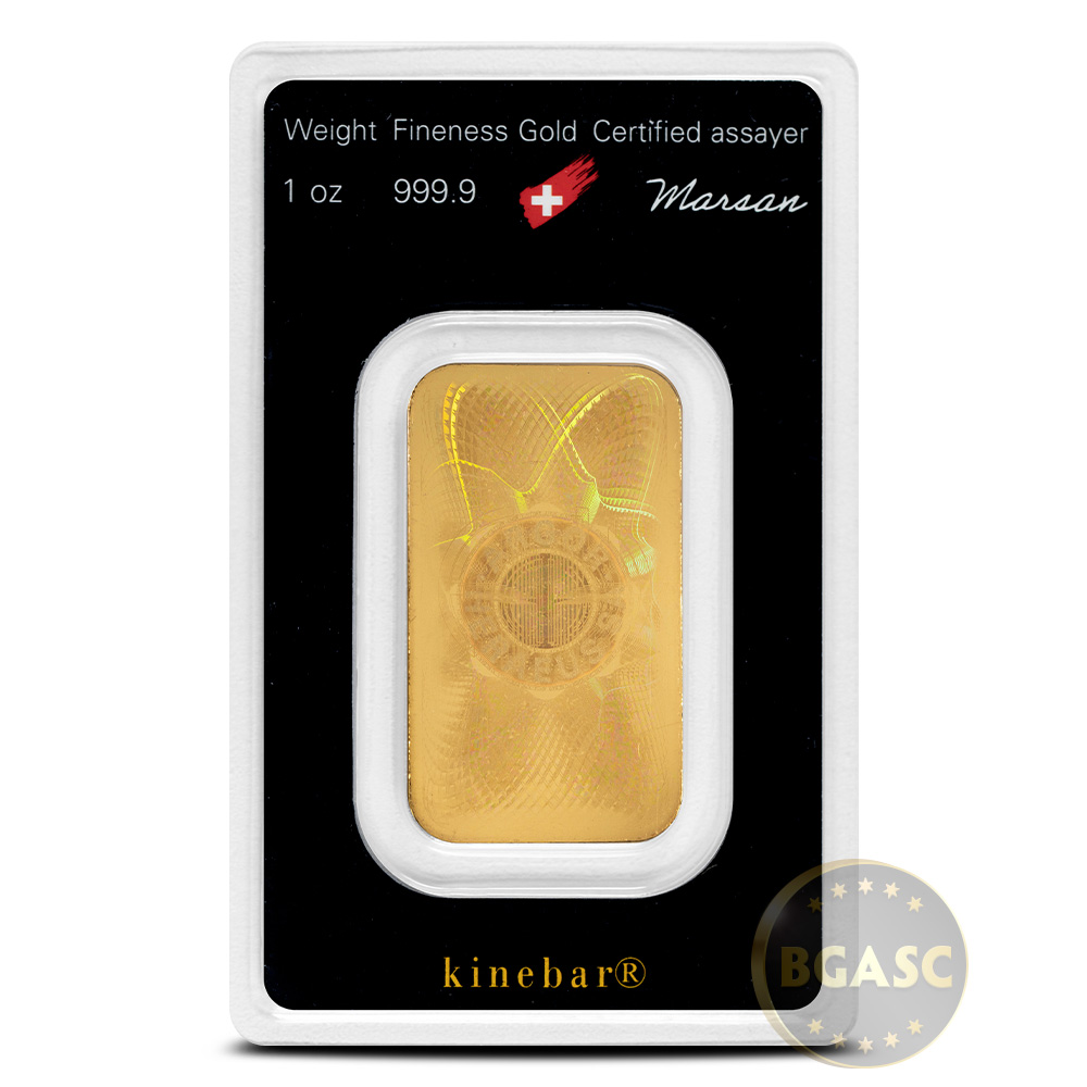 1 oz Argor Heraeus Kinebar Gold Bar (New w/ Assay) l BGASC™