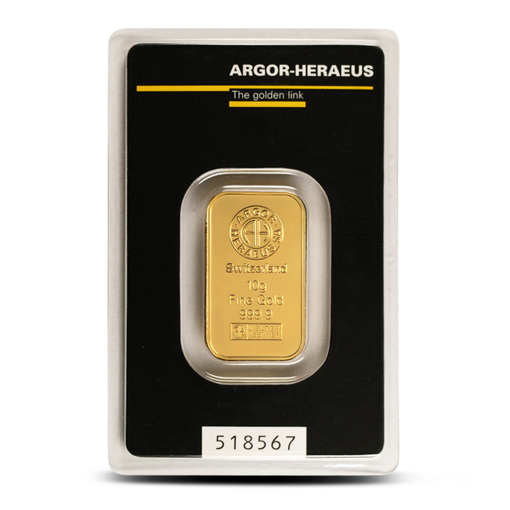 10 Gram Argor Heraeus Gold Bar (New w/ Assay) l BGASC™