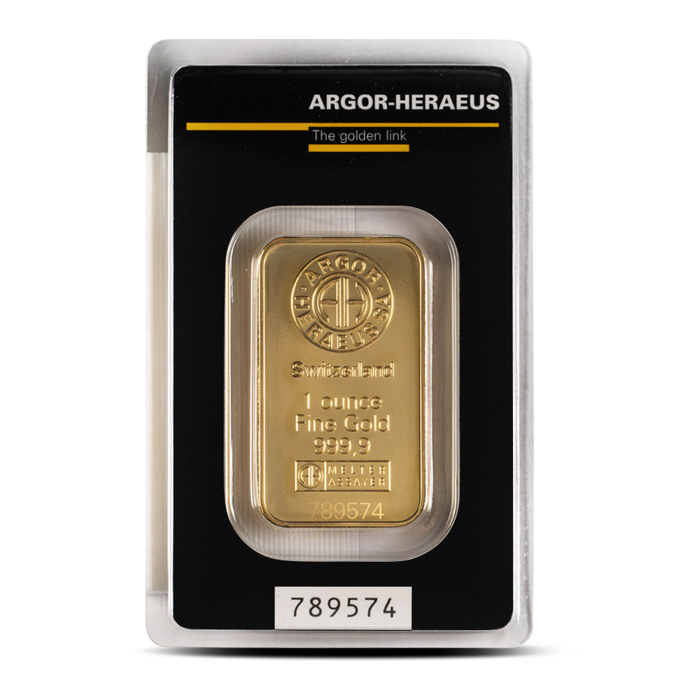 1 oz Argor Heraeus Gold Bar (New w/ Assay) l BGASC™