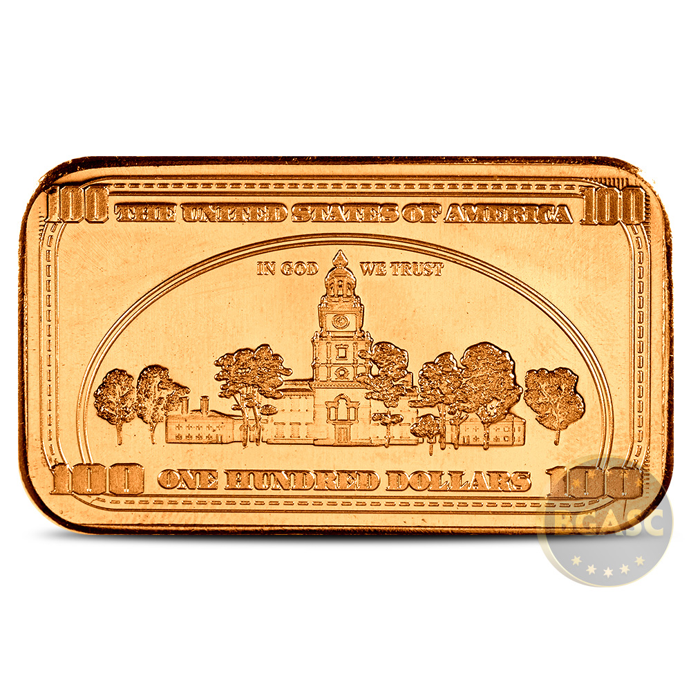 1 oz $100 Banknote Copper Bar (New) l BGASC™