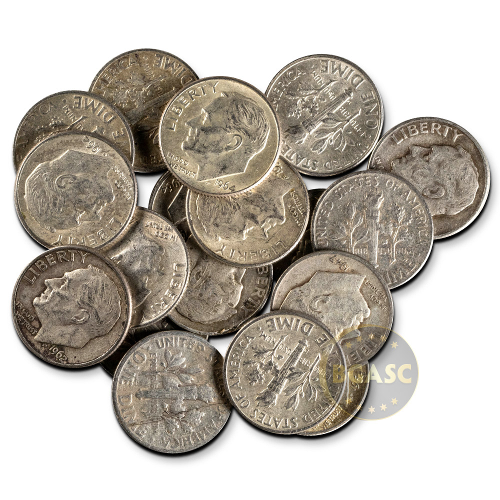 90% Silver Roosevelt Dimes ($500 FV, Circulated) l BGASC™
