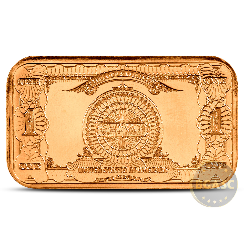 1 oz $1 Banknote Copper Bar (New) l BGASC™