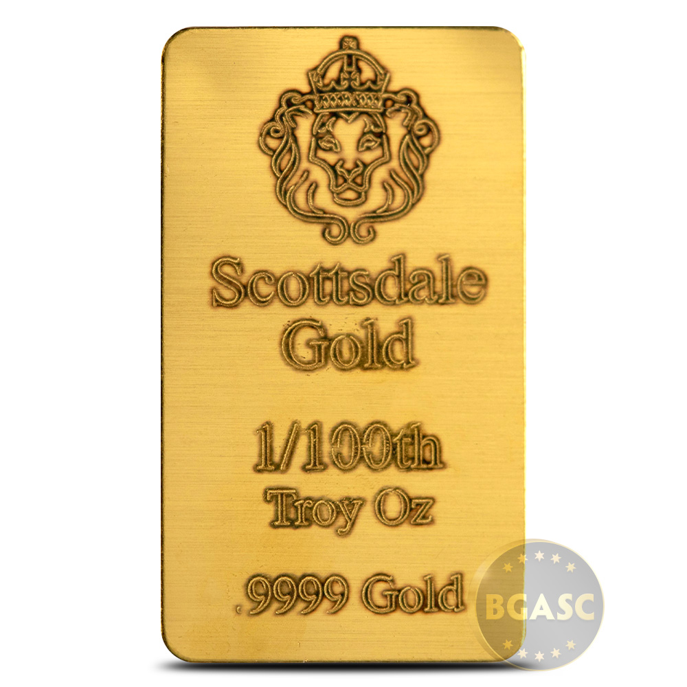 1/100 oz Scottsdale Gold Bar (New) l BGASC™