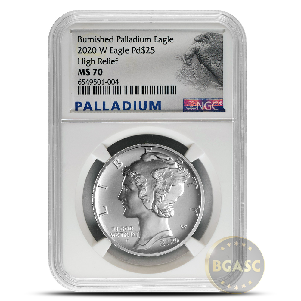 2020-W 1 oz Burnished American Palladium Eagle Coin NGC MS70 l BGASC™