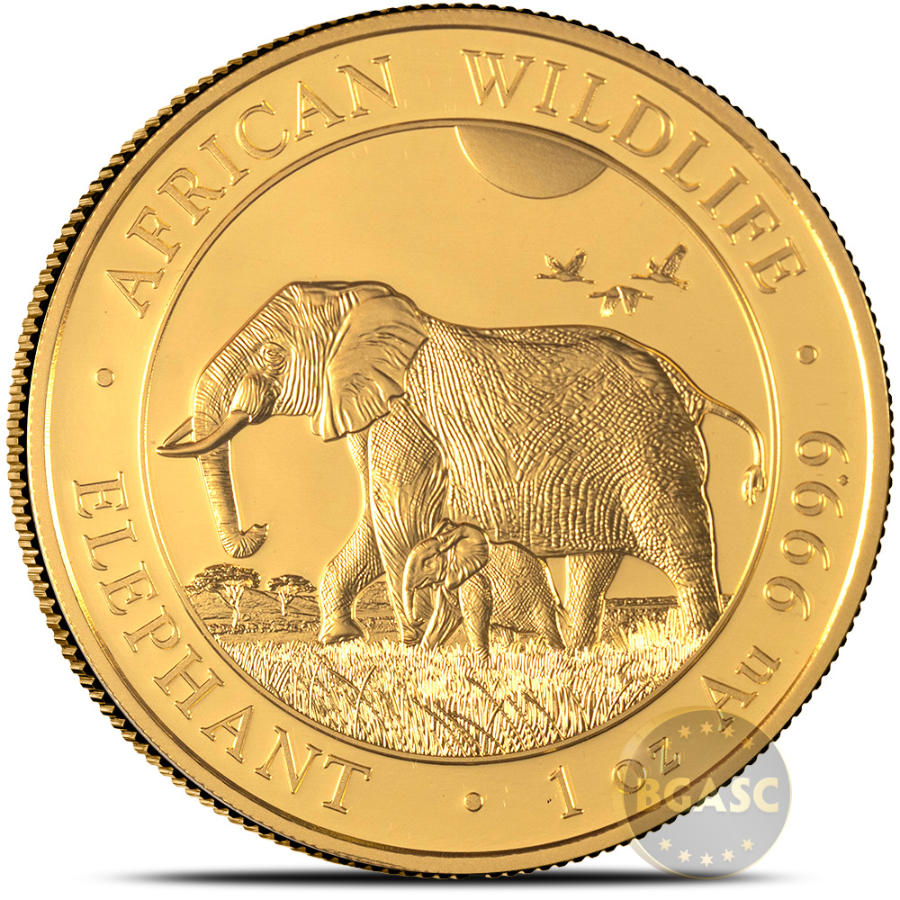 2022 1 oz Somalia Gold Elephant Coin (BU) l BGASC™