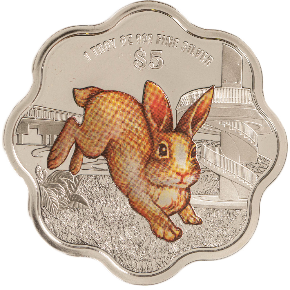 2023 1 oz Proof Colorized Singapore Silver Year of the Rabbit Coin l BGASC™