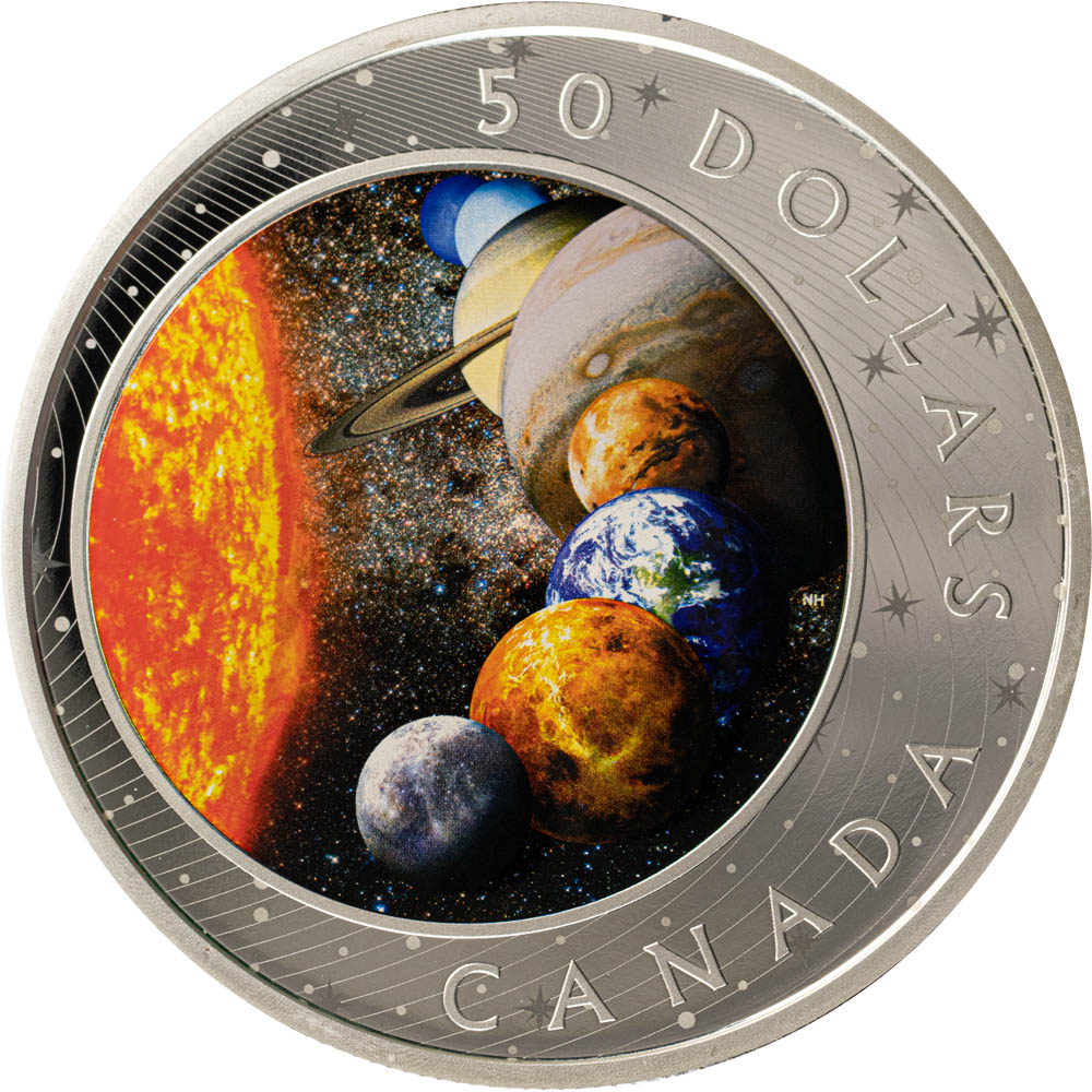 2021 5 oz Colorized Canadian Silver Solar System Coin l BGASC™