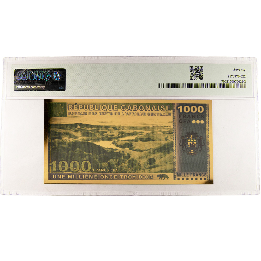 2022 1/1000 oz Republic of Gabonaise Elephant Gold Note (PMG MS70) l BGASC™