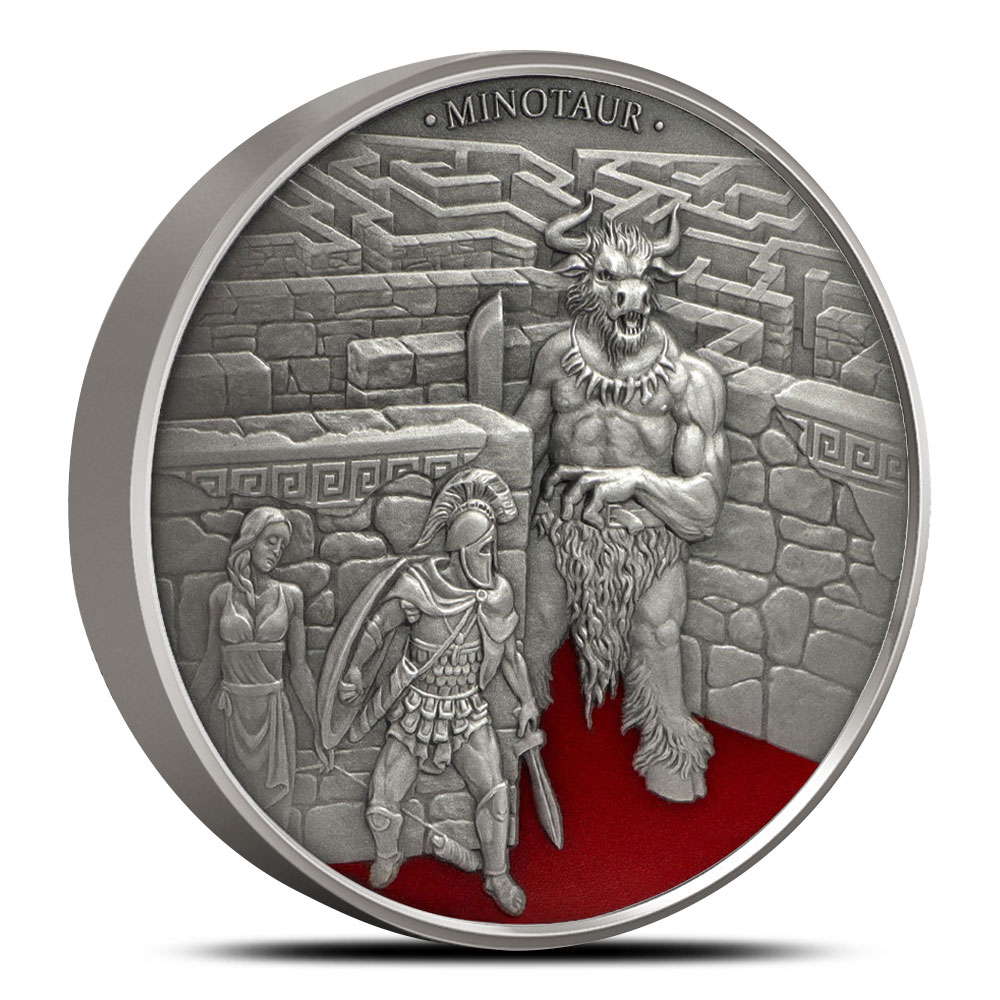 Antique Niue Silver Mythical Creatures Minotaur Coin l BGASC™