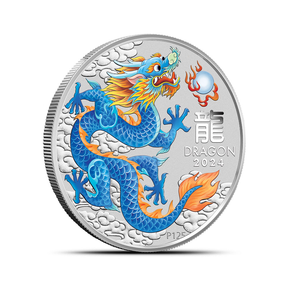 2024 Colorized Australian Silver Lunar Blue Dragon Coin l BGASC™
