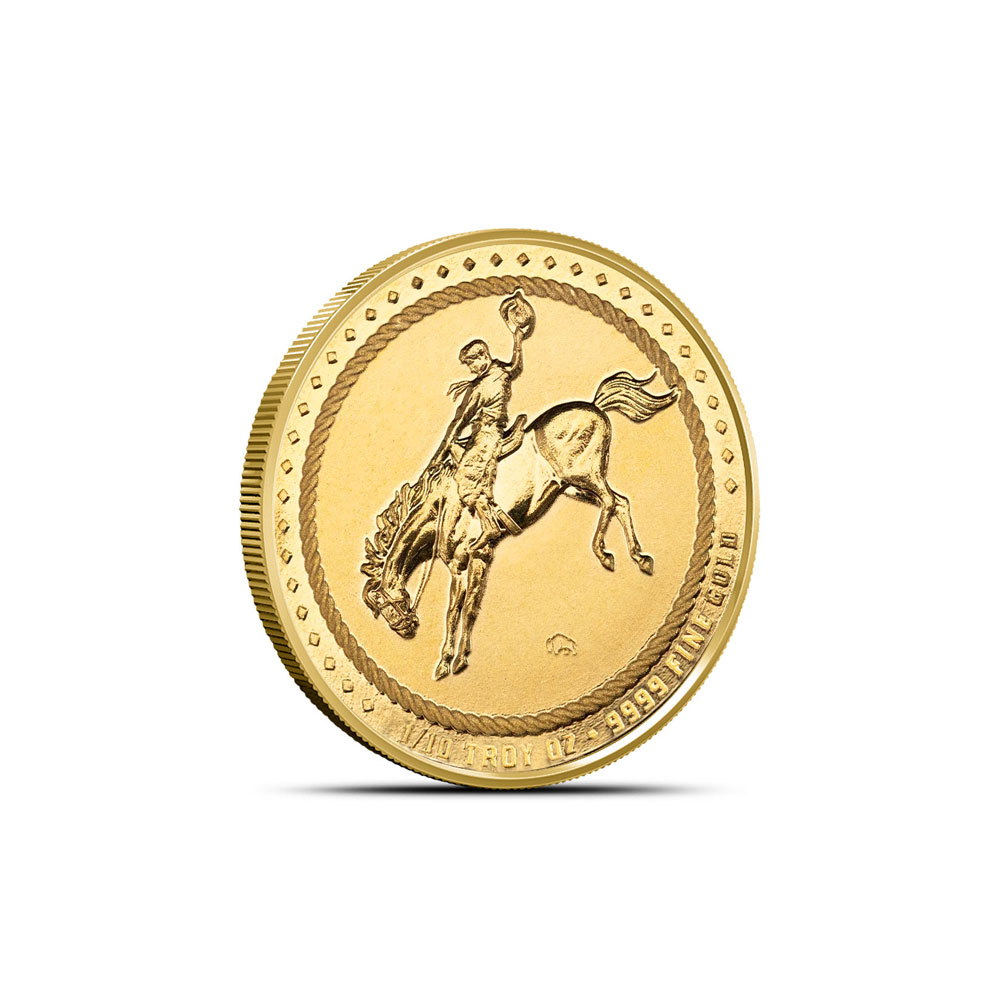 1/10 oz Scottsdale Mint Cowboy with Buffalo Privy Gold Round (Proof ...