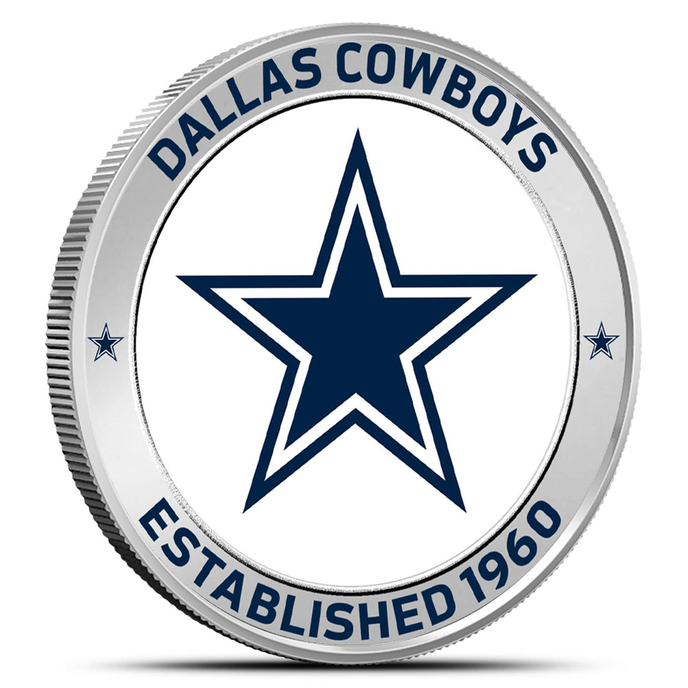 1 oz Colorized NFL Dallas Cowboys Silver Round (BU) l BGASC™