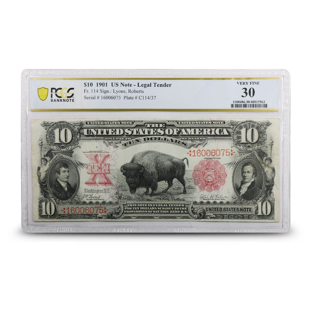 1901 $10 Bison Legal Tender Note (PCGS 30, Very Fine) l BGASC™